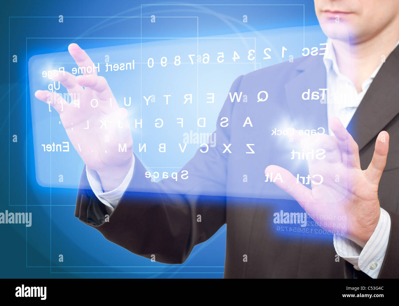 Hands pushing a button on a touch screen. Virtual Keyboard Stock Photo ...