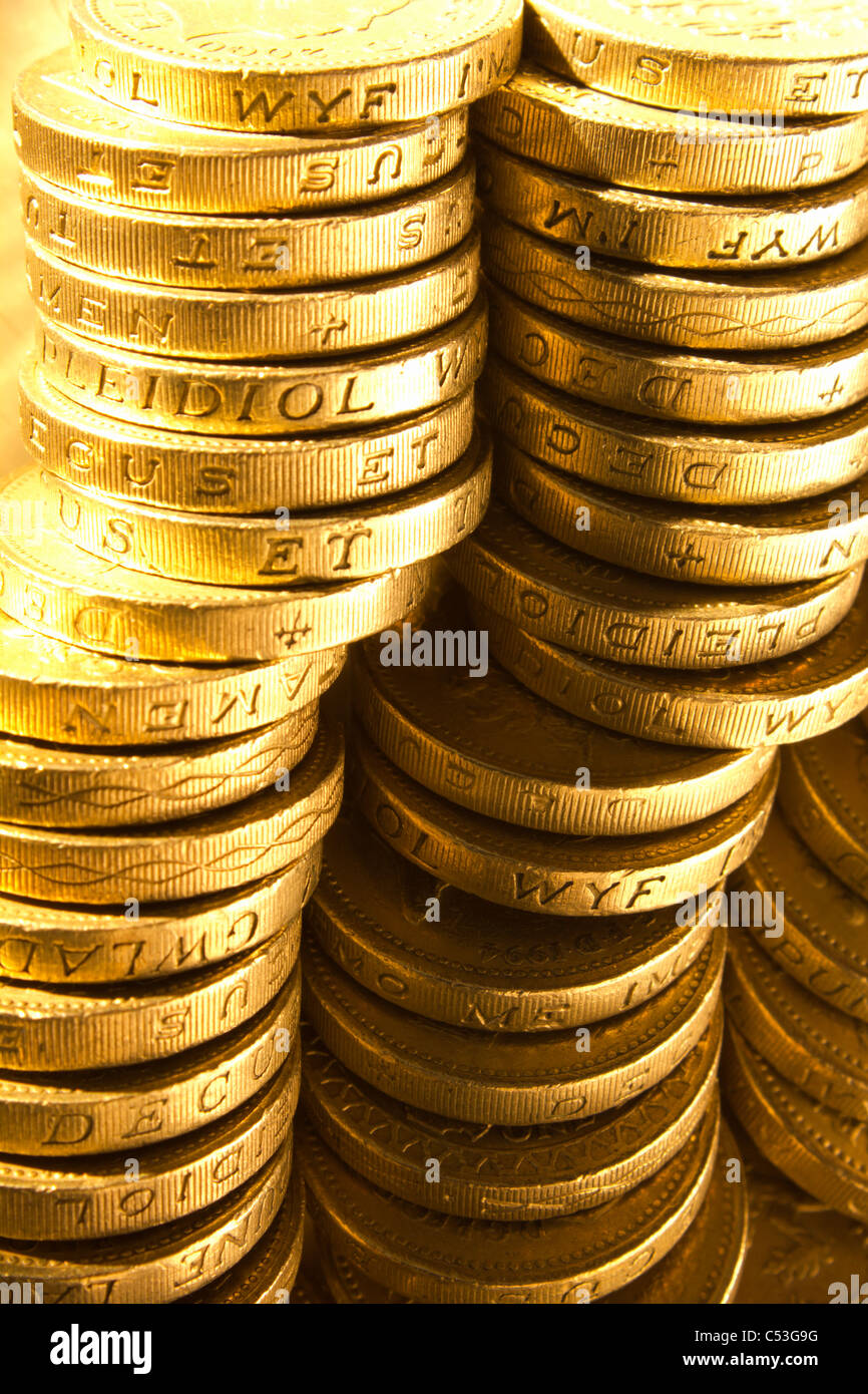 Large stack of British pound coins Stock Photo - Alamy