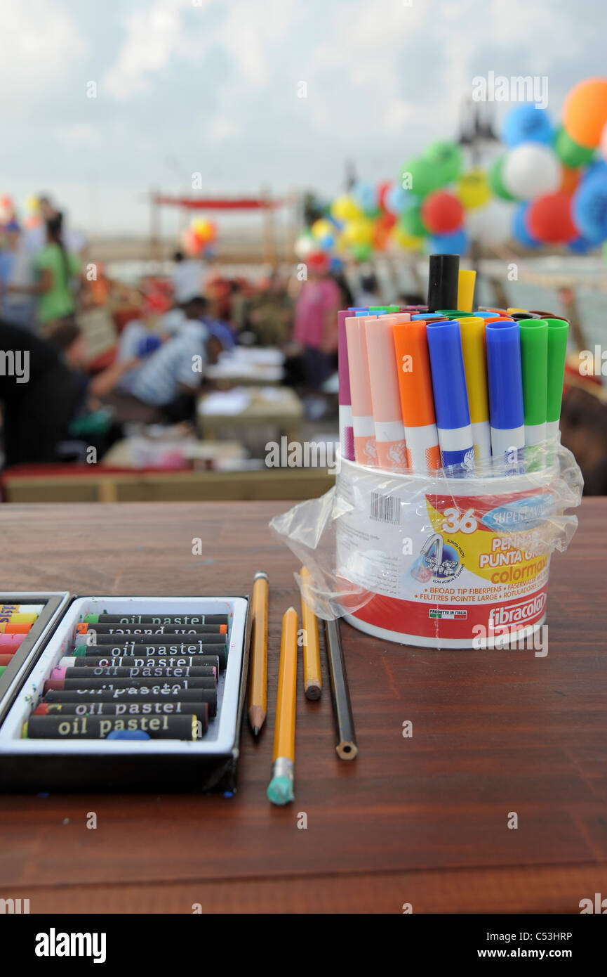 Children's activity crayons for handiwork Stock Photo - Alamy