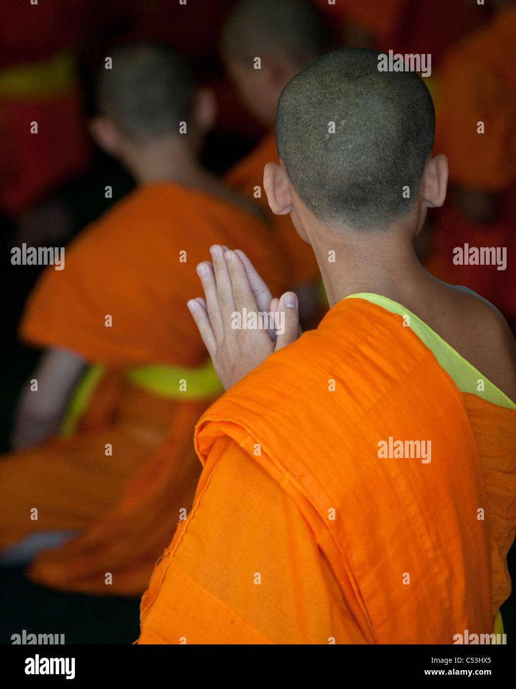 Group thai buddhist monks sitting hi-res stock photography and images ...