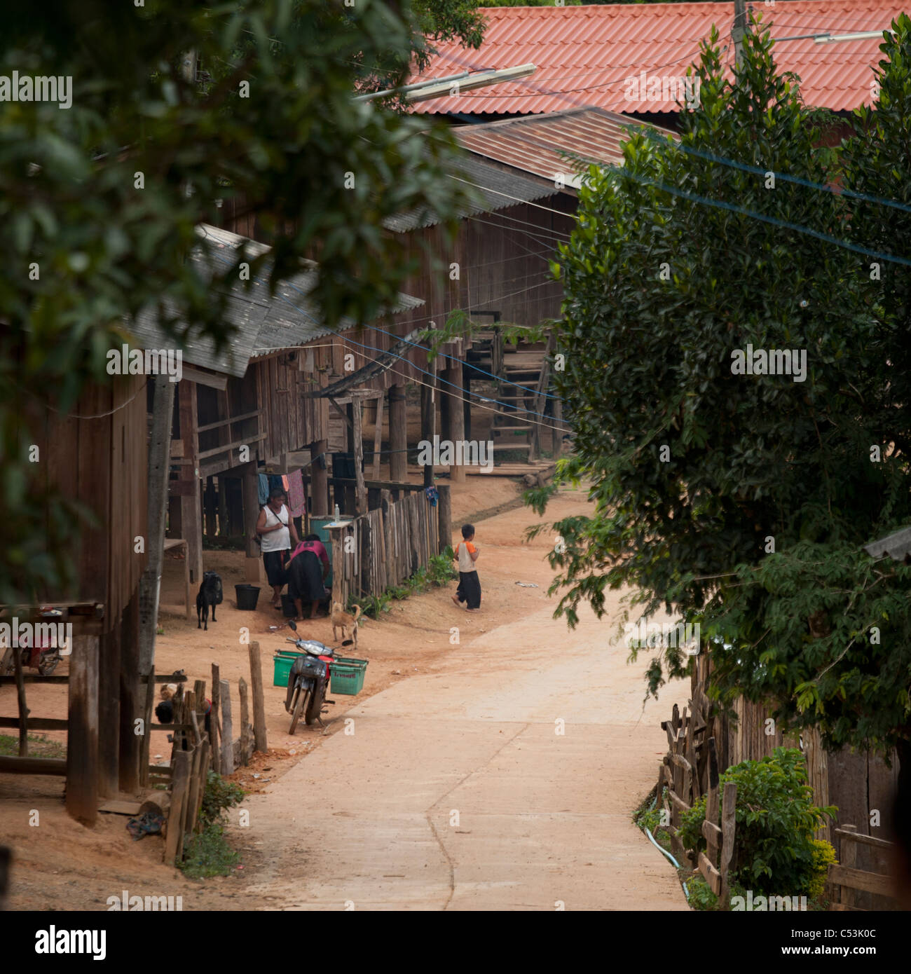 Typical scene in a village, Thailand Stock Photo - Alamy