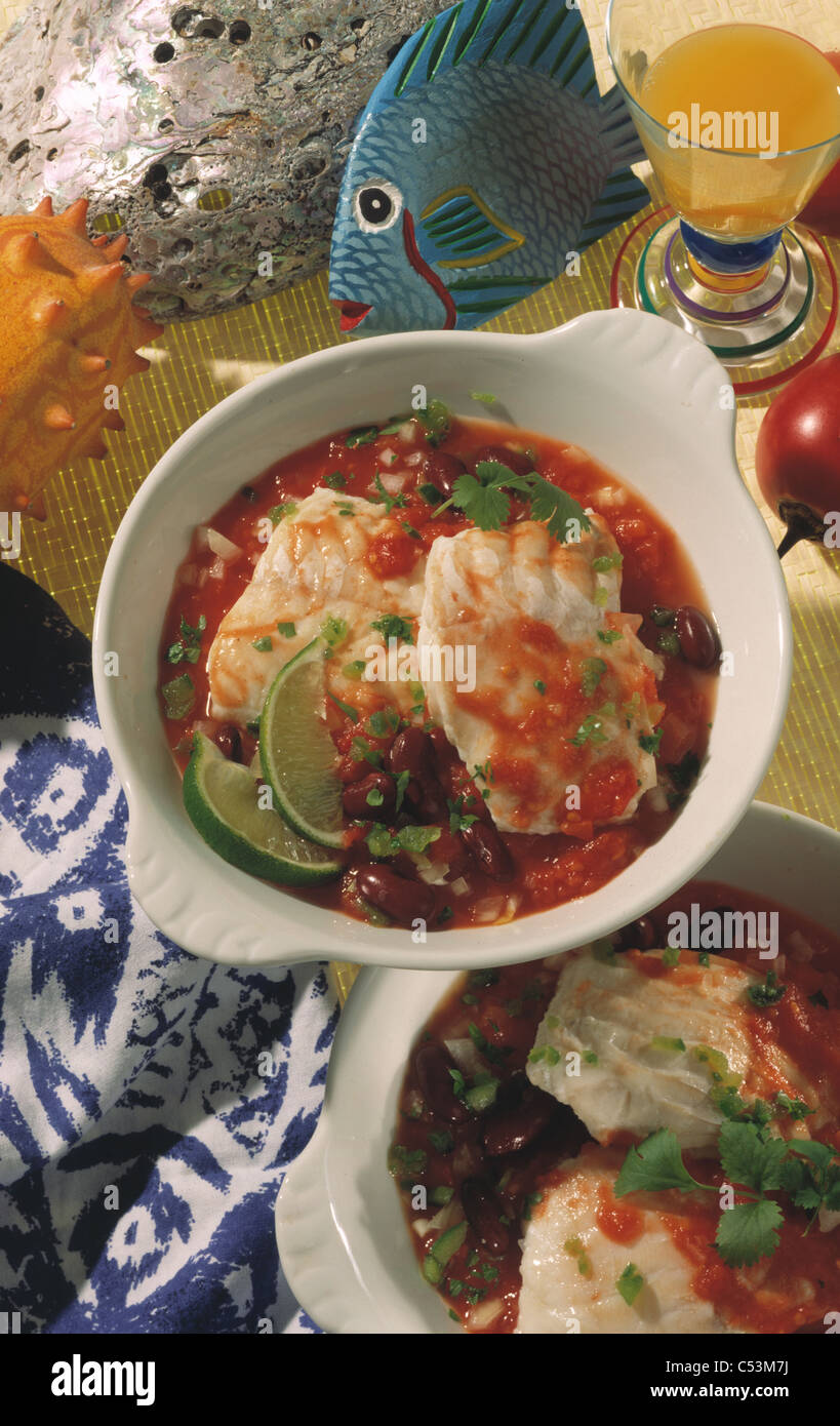 Poached fish (Court - bouillon à la creole Stock Photo - Alamy