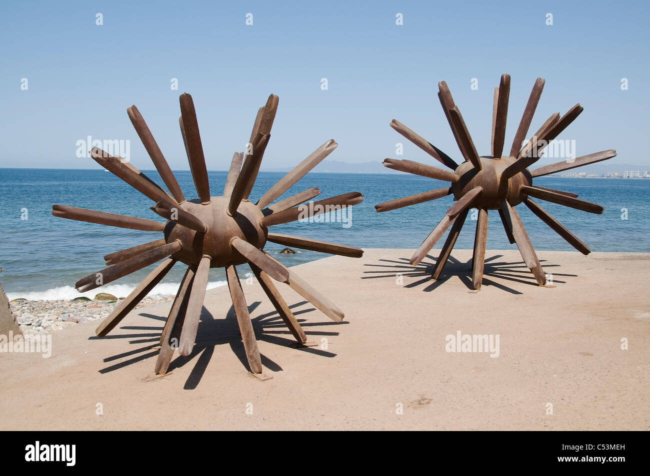 Two sea urchin art sculptures,"Standing on End" by artist Maritza ...