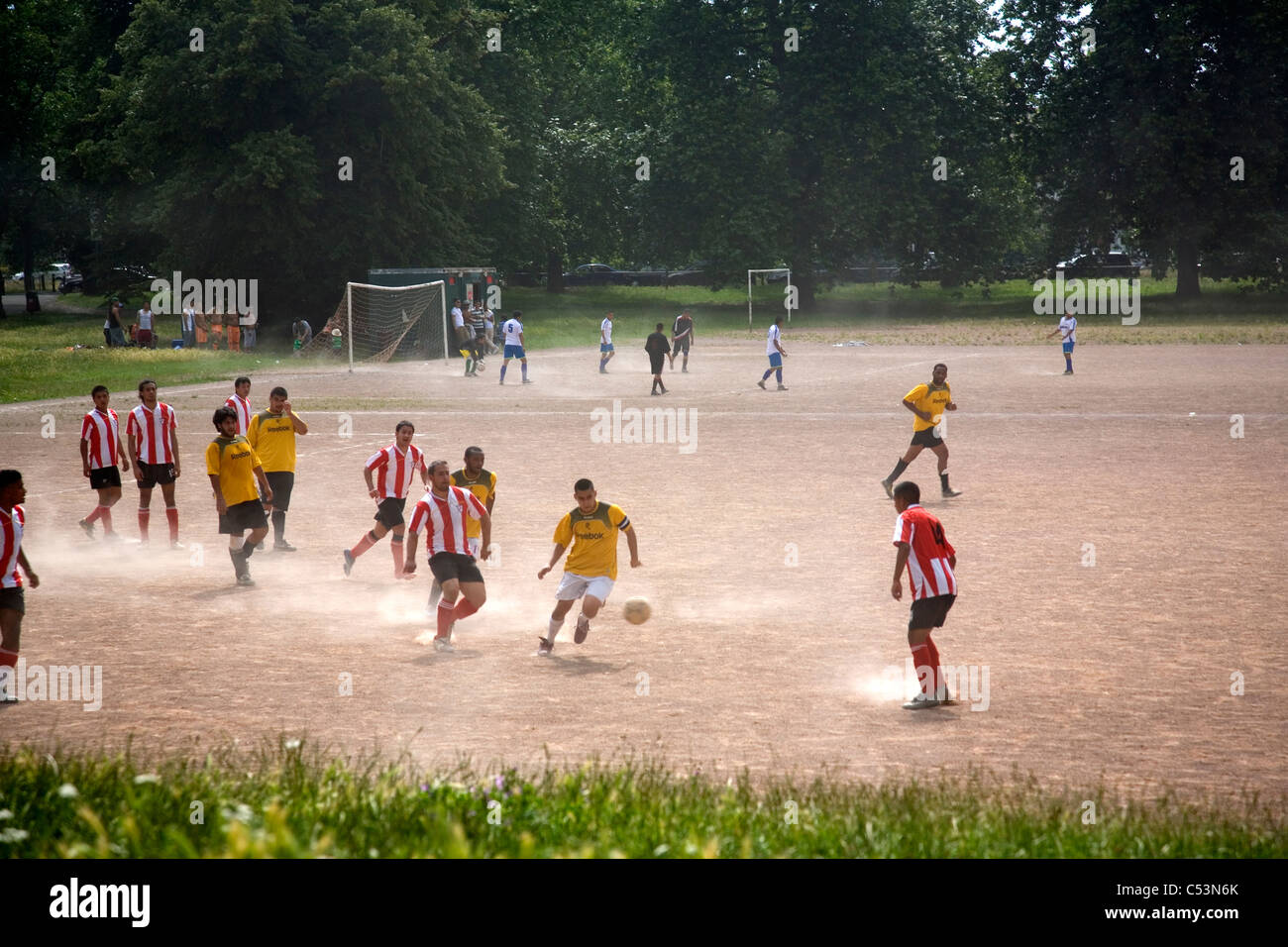 Football game on Clapham Common Stock Photo - Alamy