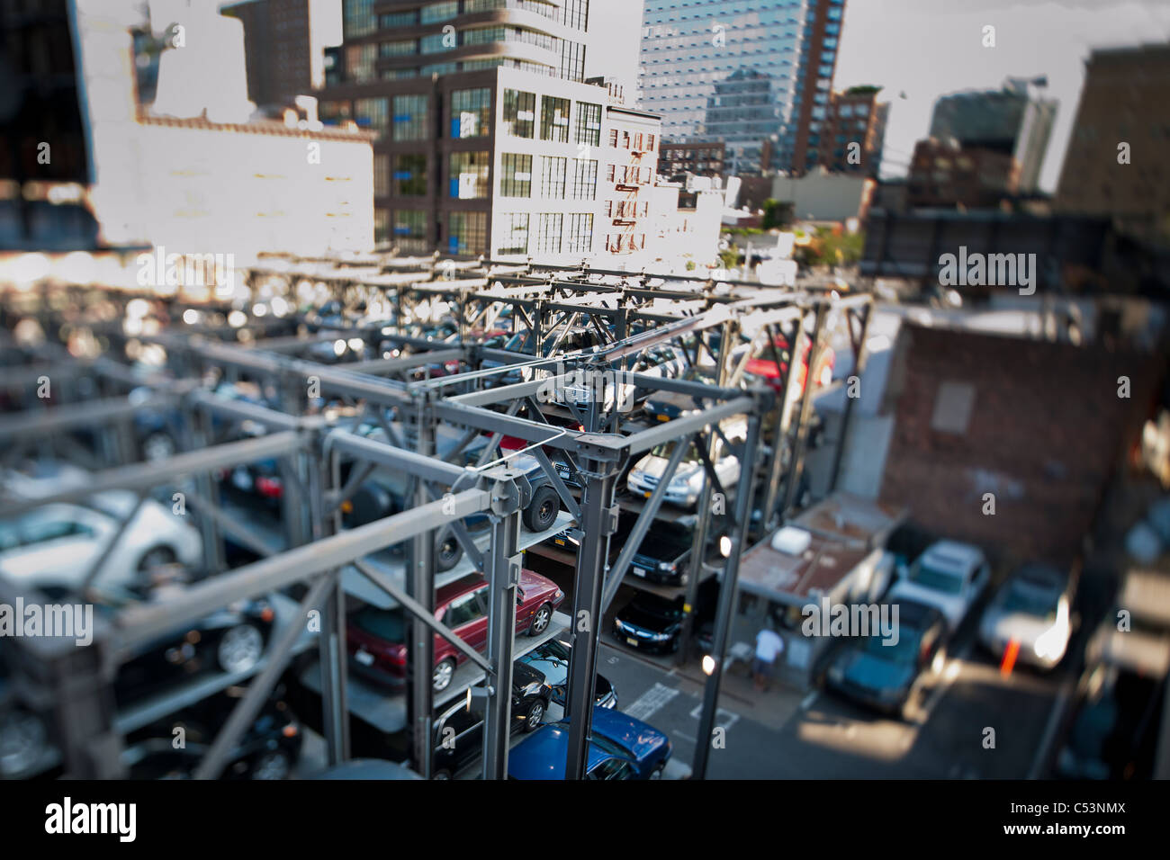 A multi-level parking lot in the New York neighborhood of West Chelsea ...