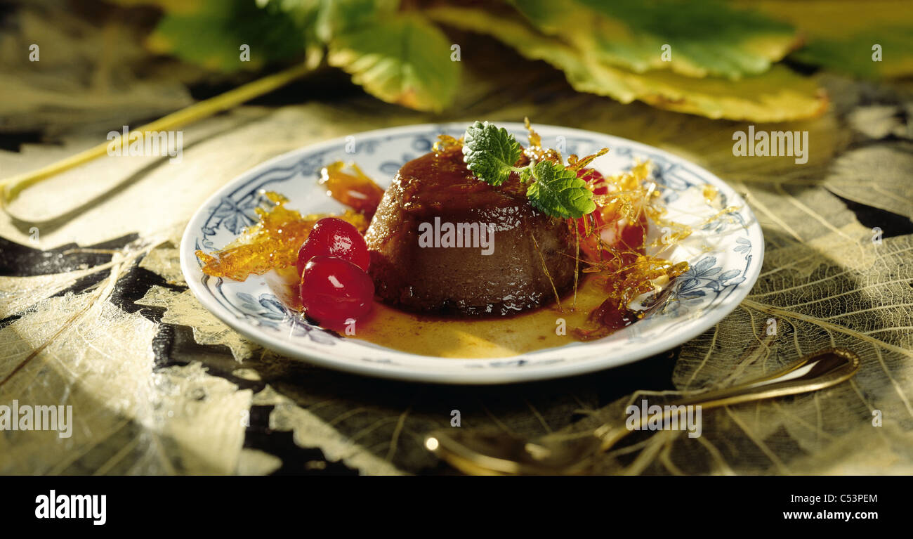 Chestnut pudding with caramel Stock Photo - Alamy