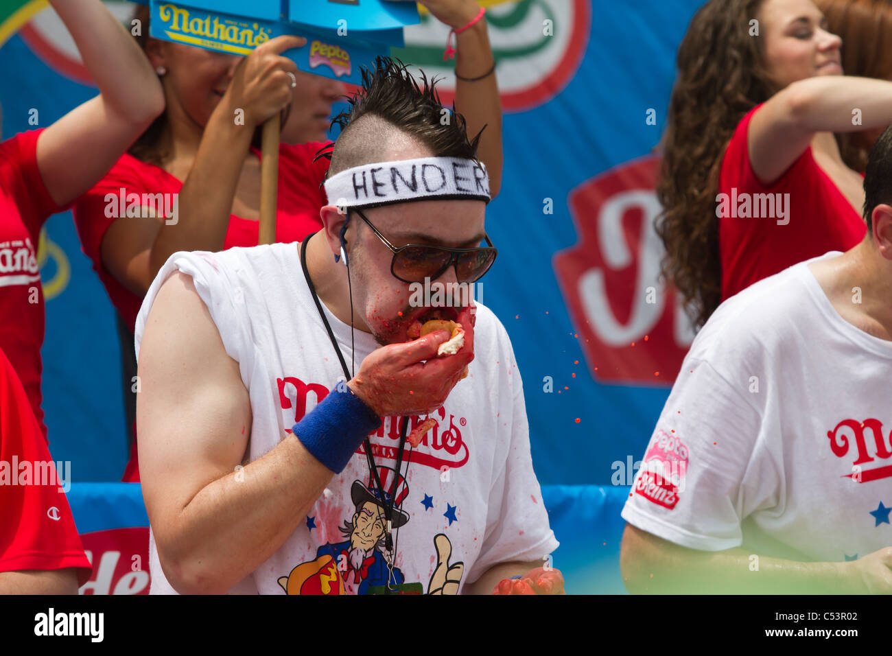 Runner-up Patrick Bertoletti competing in the 2011 Nathan's Famous 4th ...