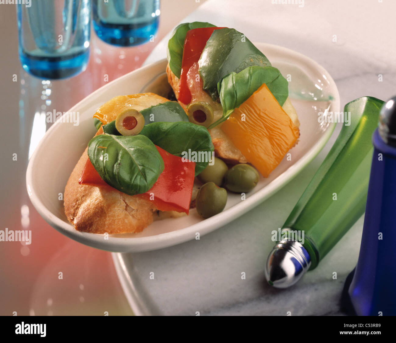 Ciabatta rustica with sweet pepper and mozzarella cheese Stock Photo ...