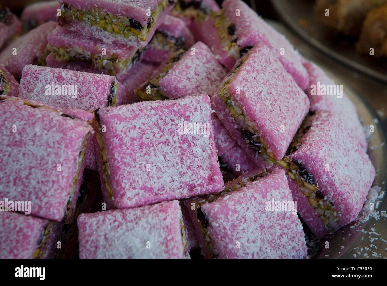Sweetly flavoured continental cakes Stock Photo - Alamy