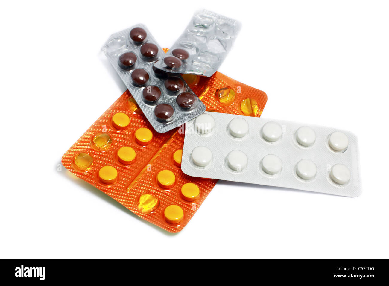 many different pills isolated on white background Stock Photo - Alamy