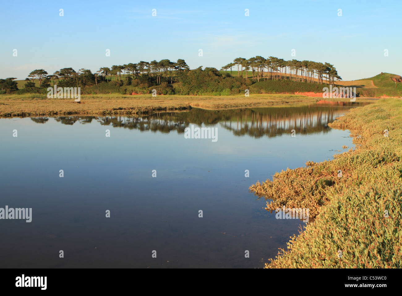 Budleigh Salterton, mouth of River Otter, Devon, England, UK Stock ...
