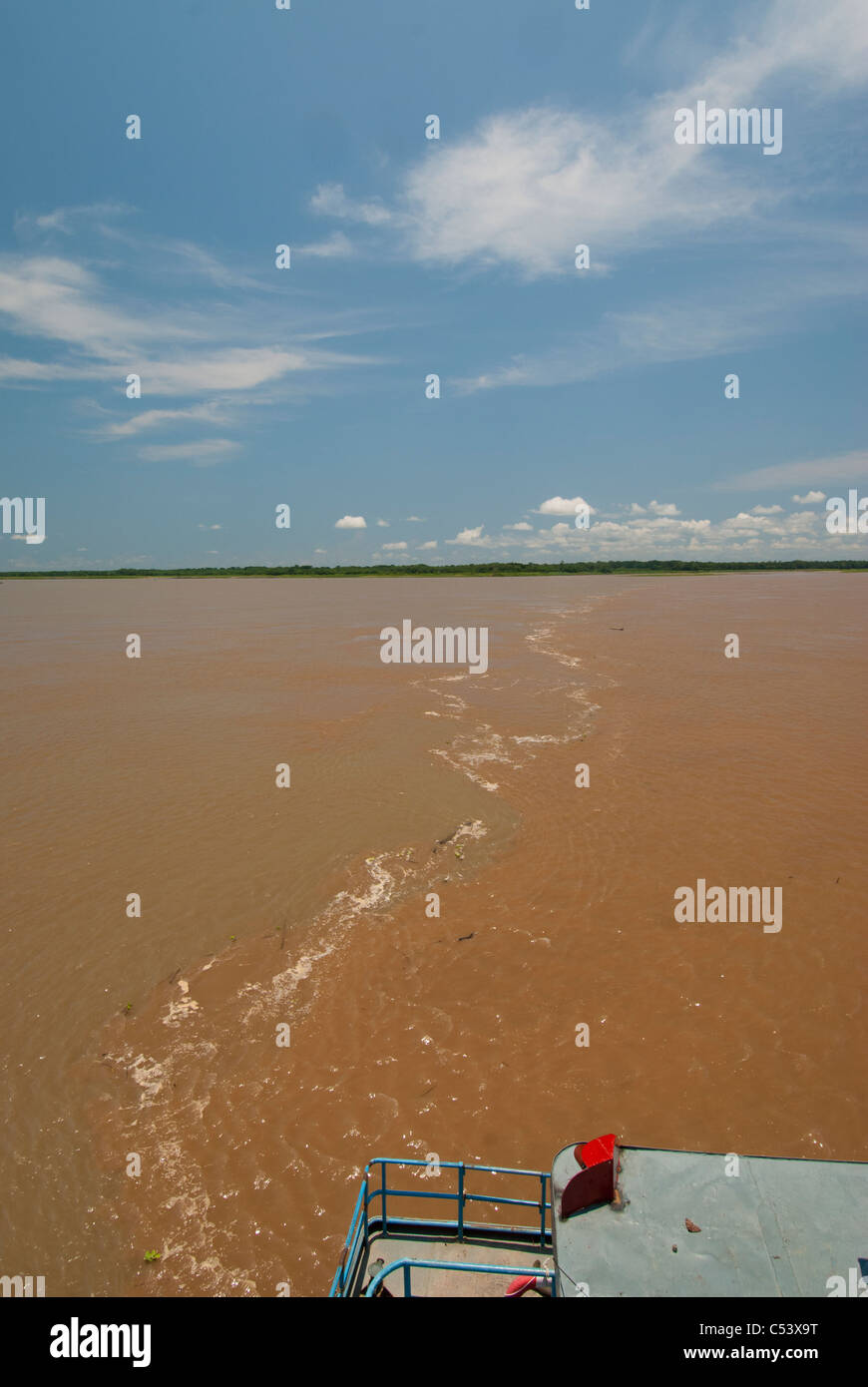 Rio Maranon (right) and Rio Ucayali (left) join to form the Amazon ...