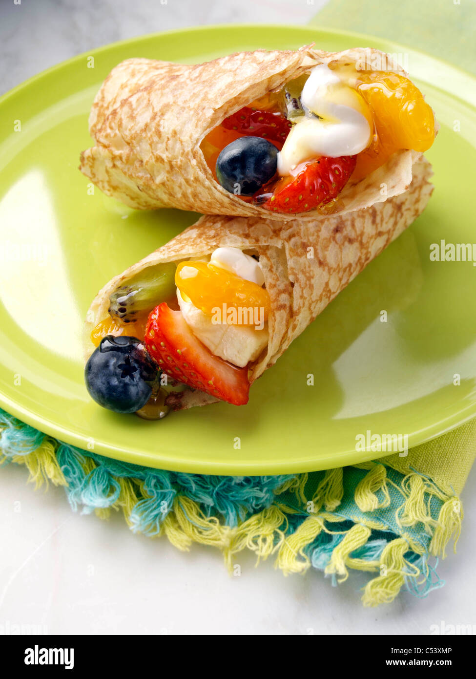 Fruit crepes American dessert Stock Photo - Alamy
