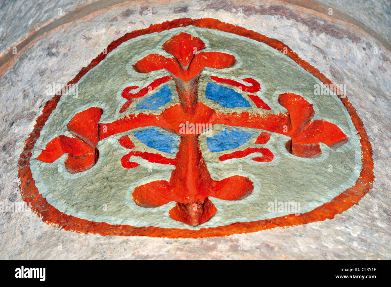 France, Aveyron: Romanesque Symbol in the abbey church St. Foy in ...