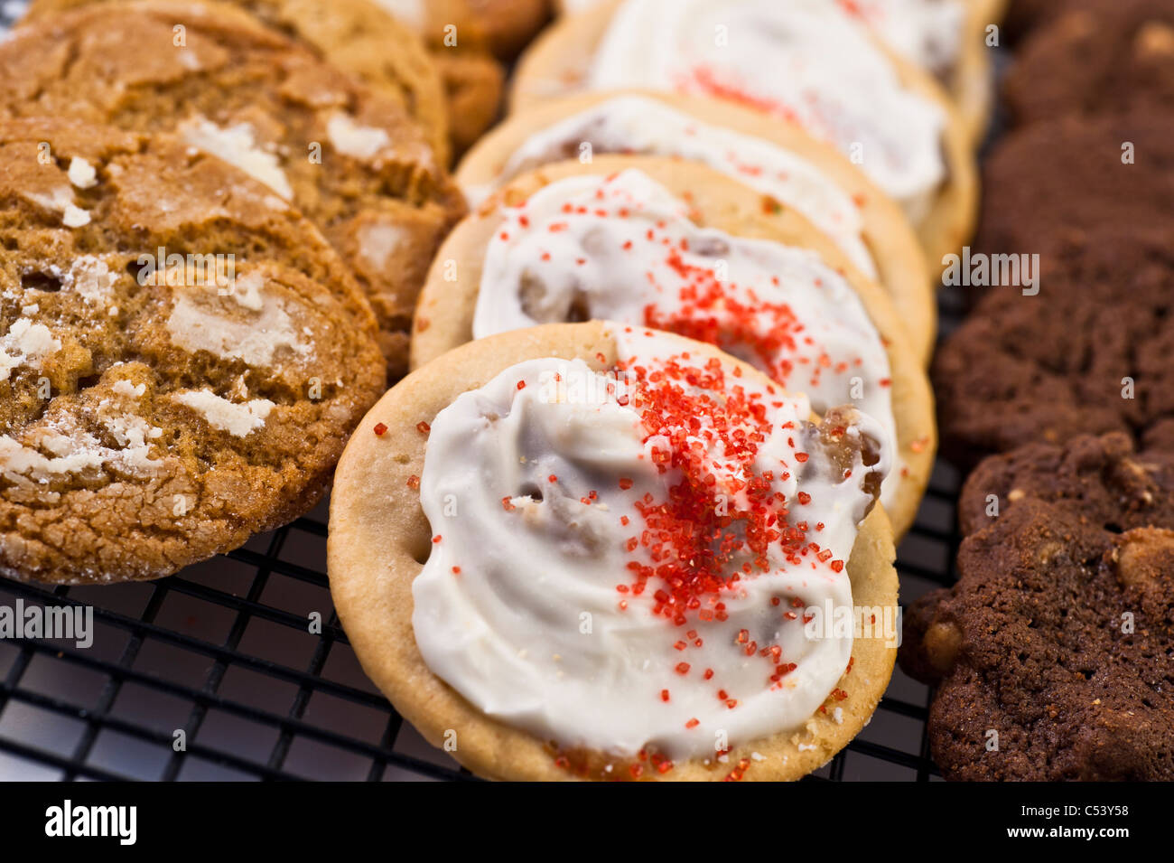 Christmas cookies in rows and stacked up Stock Photo - Alamy