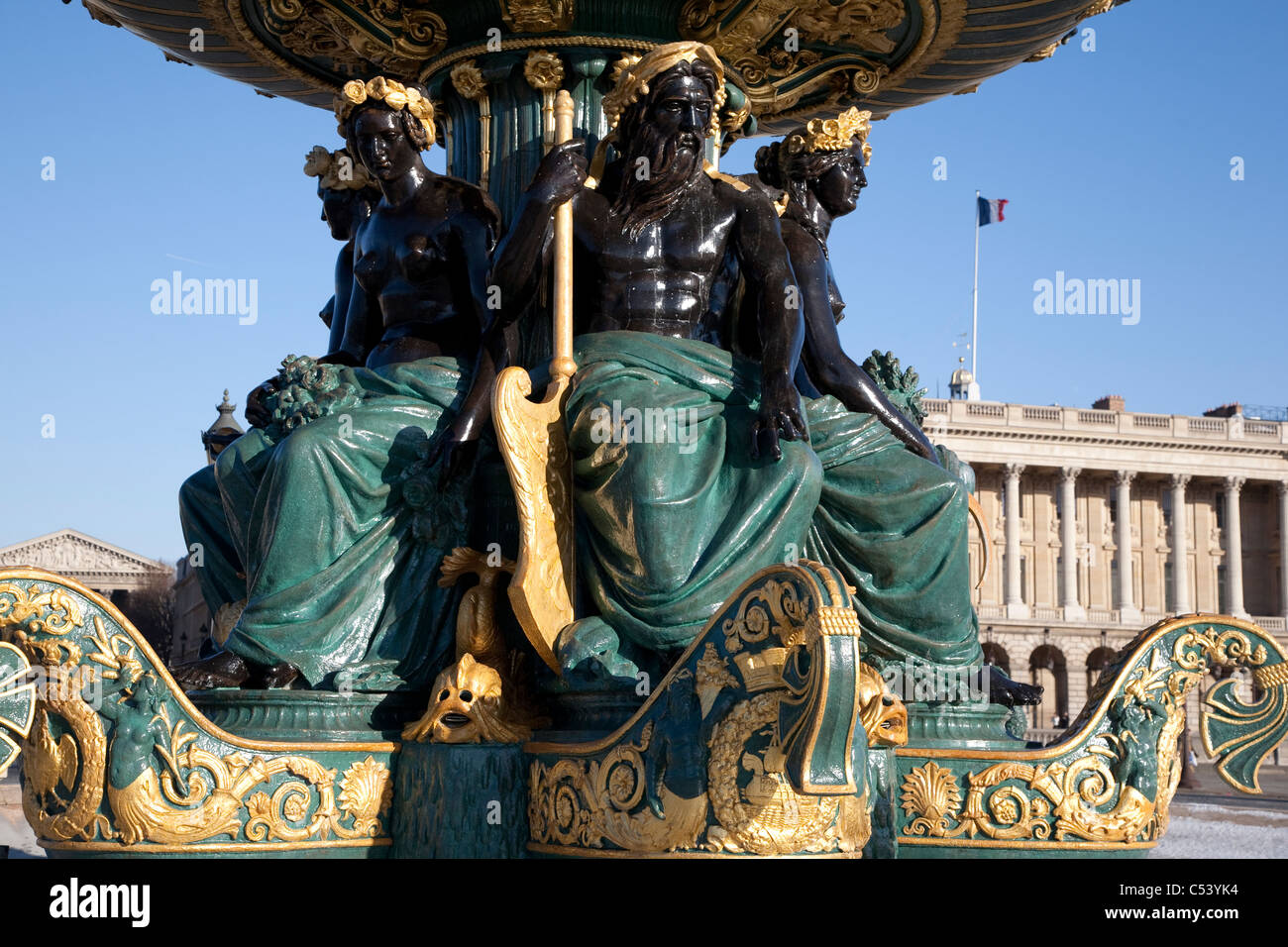 Fountain in the Place de la Concorde Square in Paris, France Stock ...