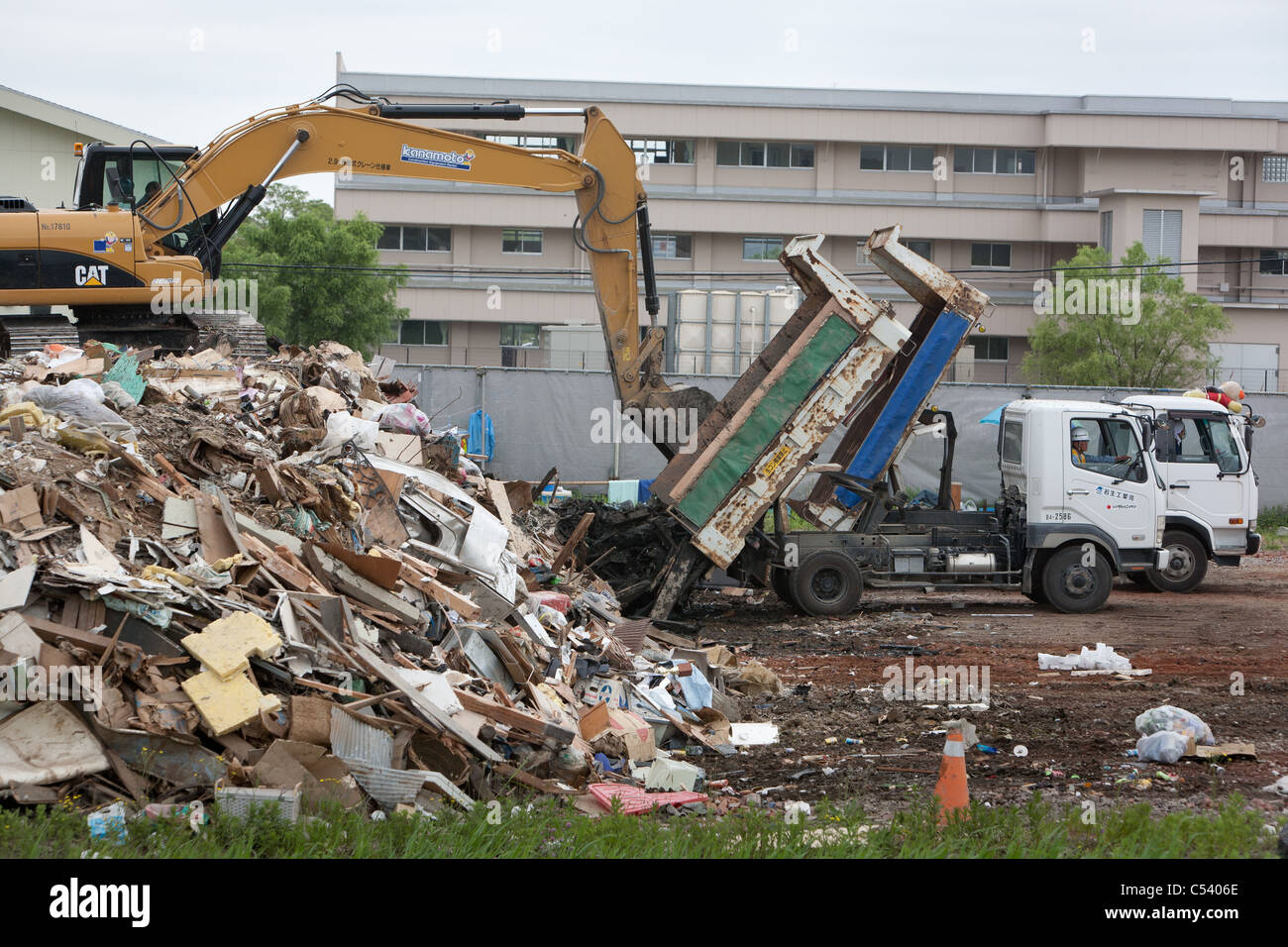 Waste, debris and refuse from the destruction caused by the March 11th ...
