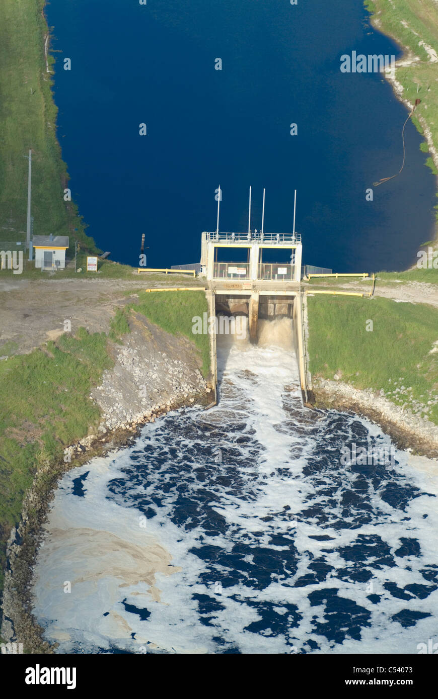 open water control gate structure on Florida canal Stock Photo - Alamy