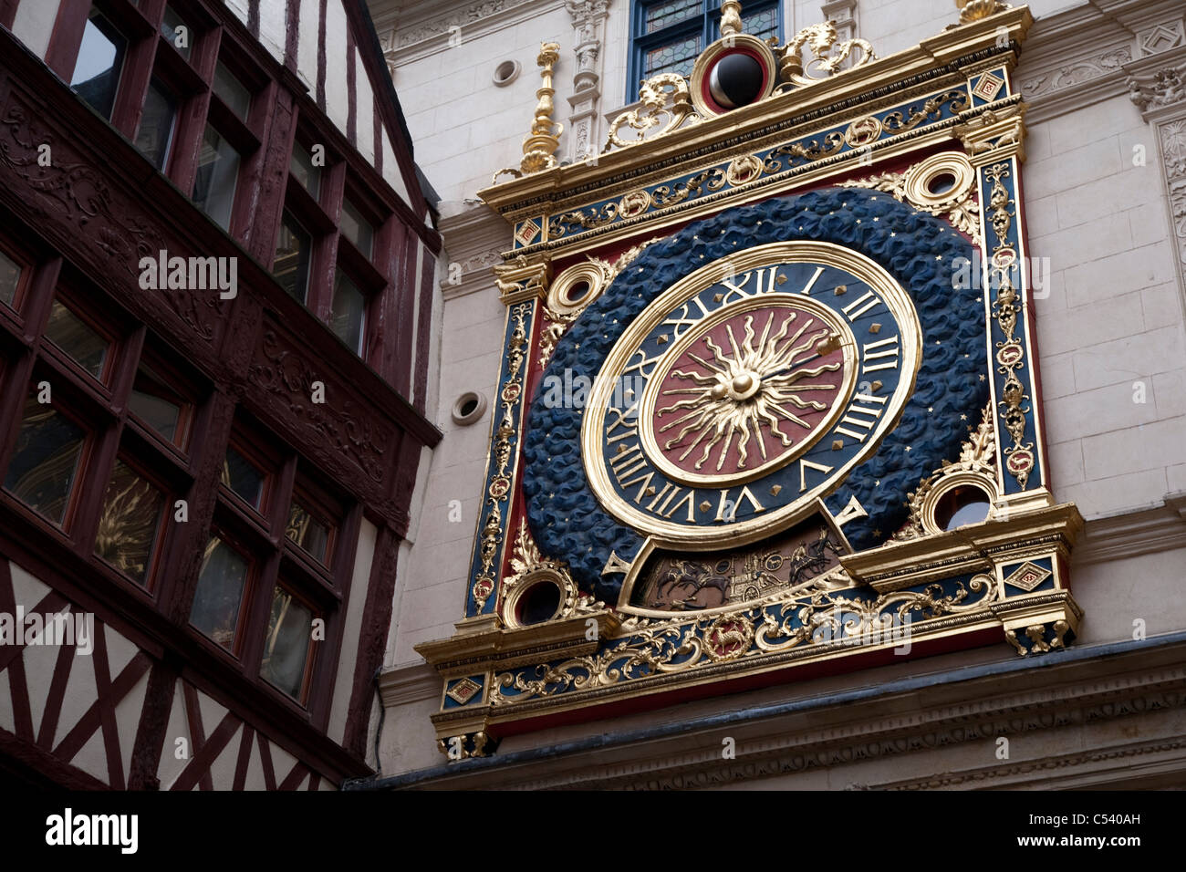 Gros Horloge Medieval Clock, Rouen, France Stock Photo - Alamy