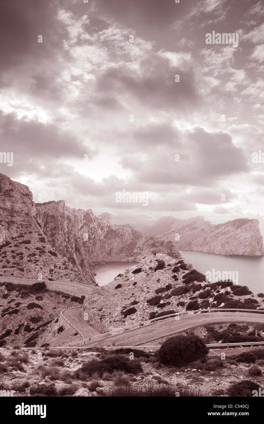 Formentor in Mallorca, Spain in Black and White Sepia Tone Stock Photo ...