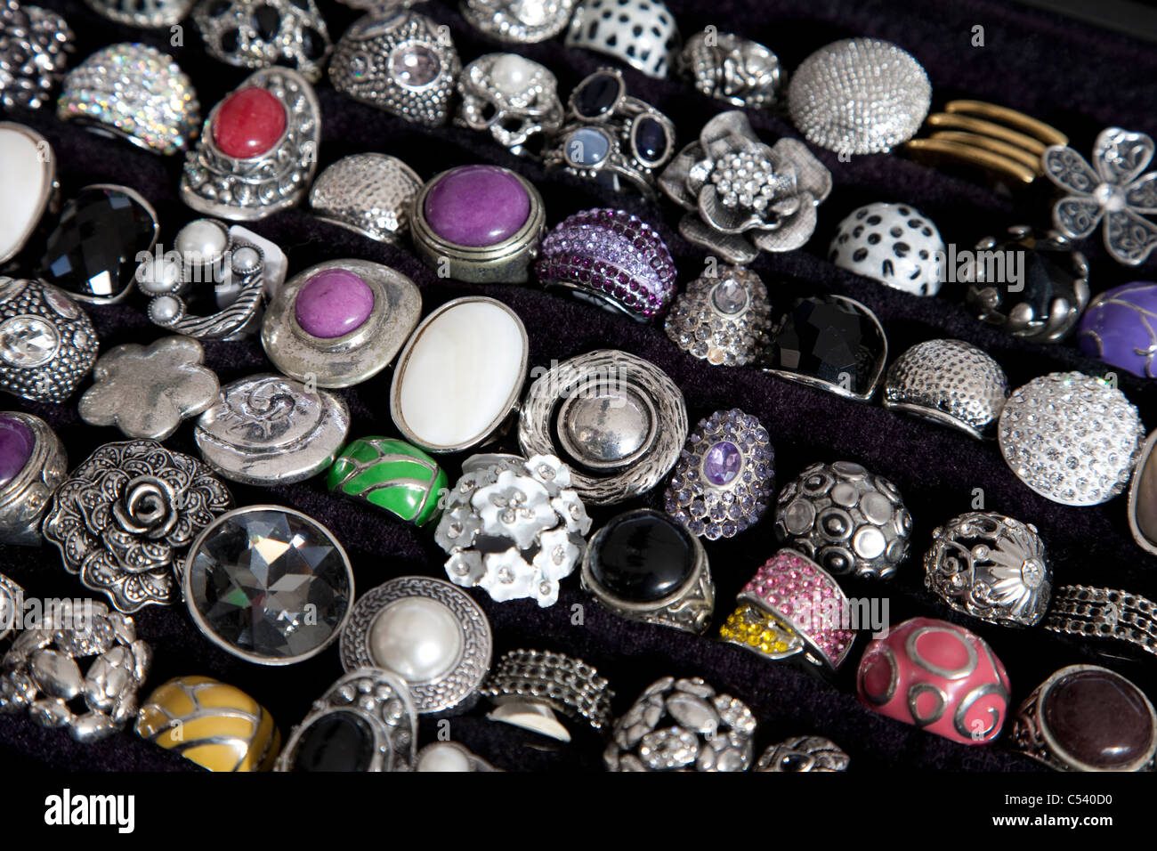 Collection of Rings on Black Background Stock Photo - Alamy
