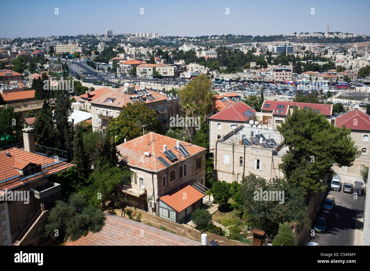 Cityscape of Jerusalem looking North East at the Musrara Neighborhood ...