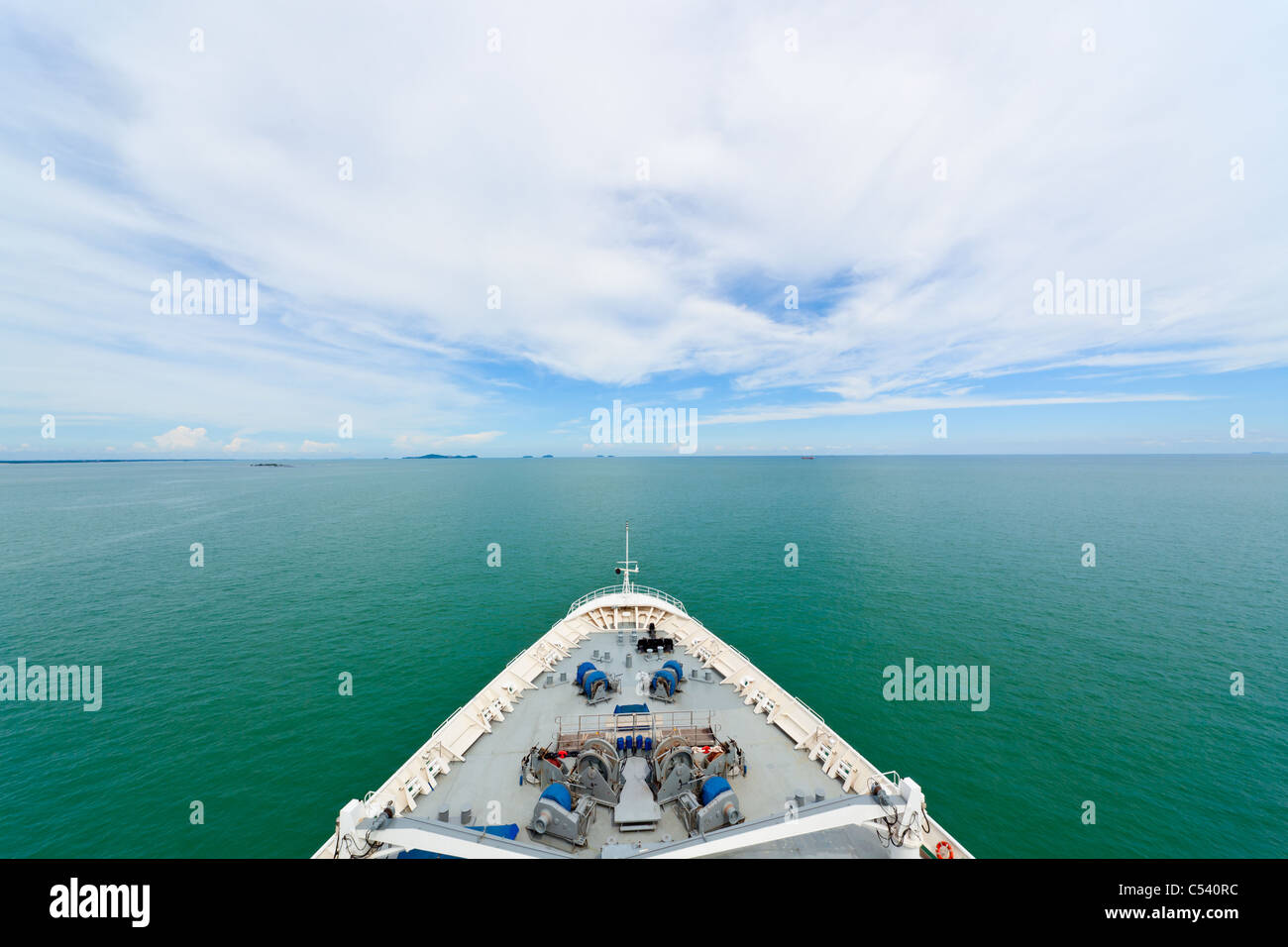 Cruise ship in open sea showing the bow, sea and sky Stock Photo - Alamy