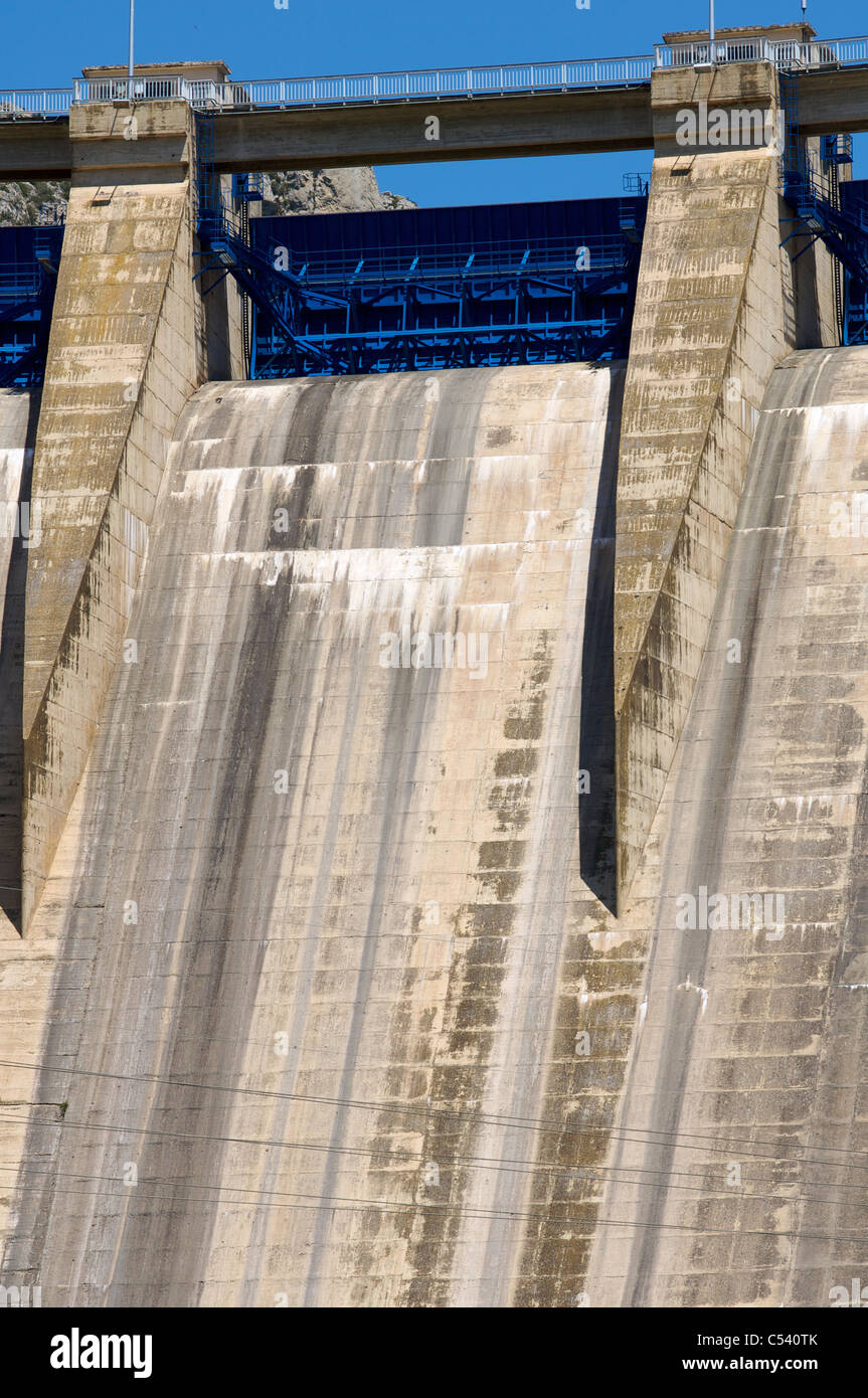 detail of a concrete dam with sluices blue Stock Photo - Alamy