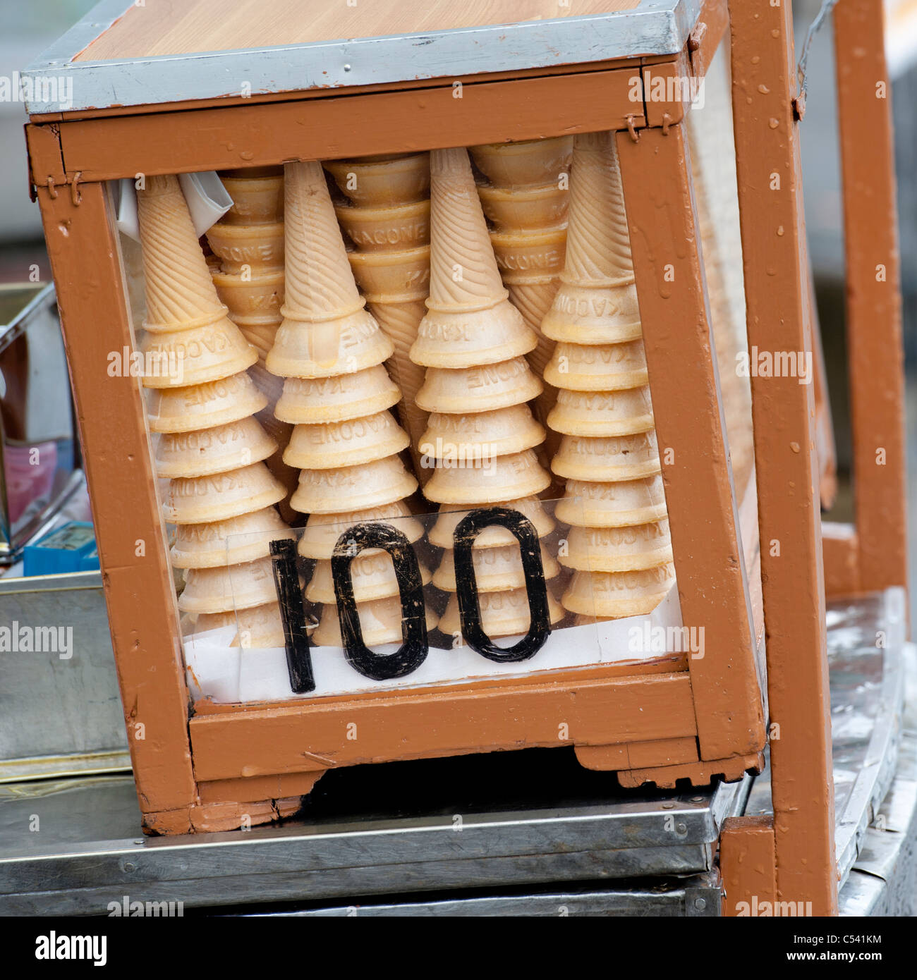Close-up of ice cream cones at a stall in Nagasaki Peace Park, Nagasaki ...