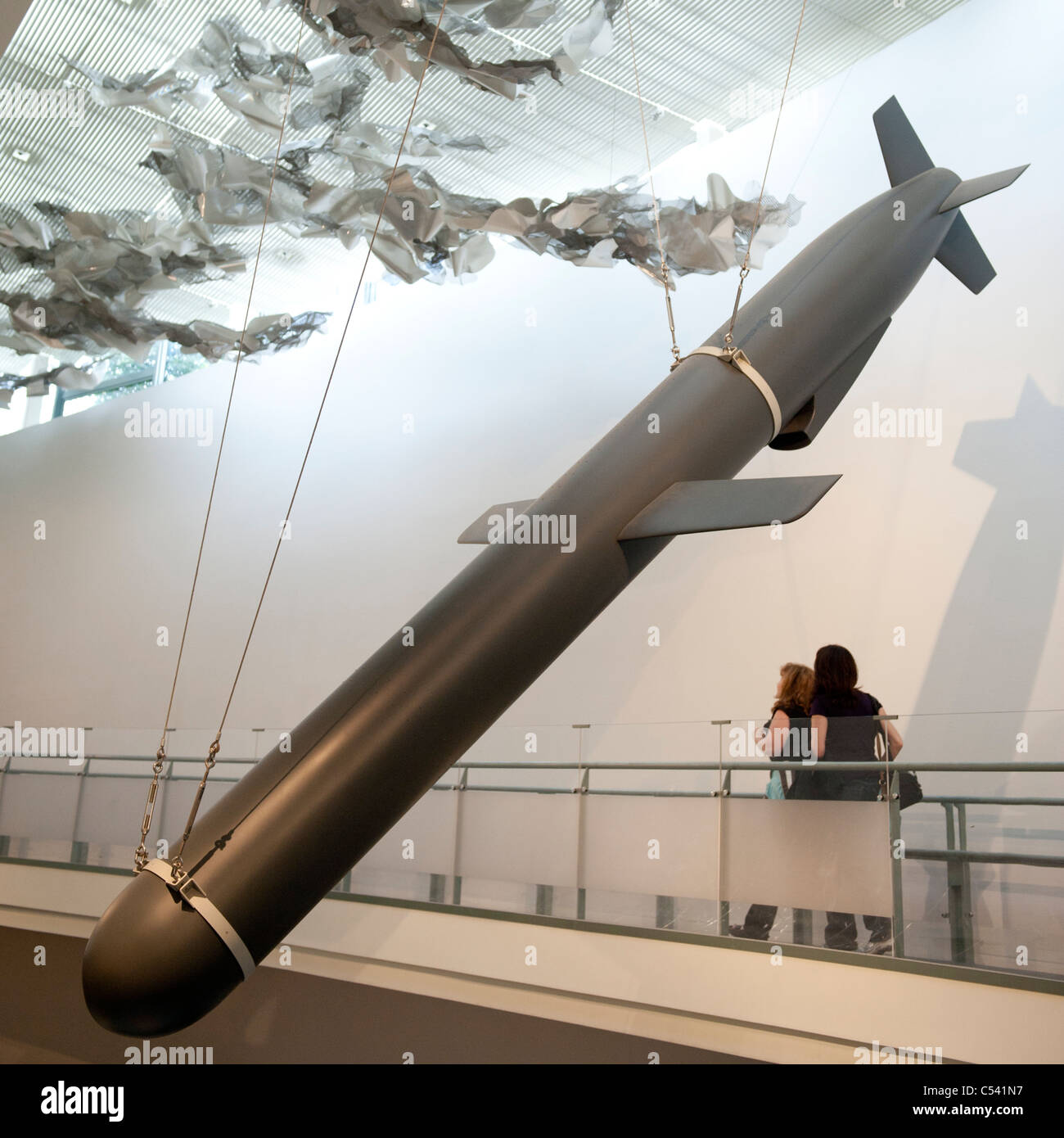Sculpture of a missile at Nagasaki Atomic Bomb Museum, Nagasaki, Japan ...
