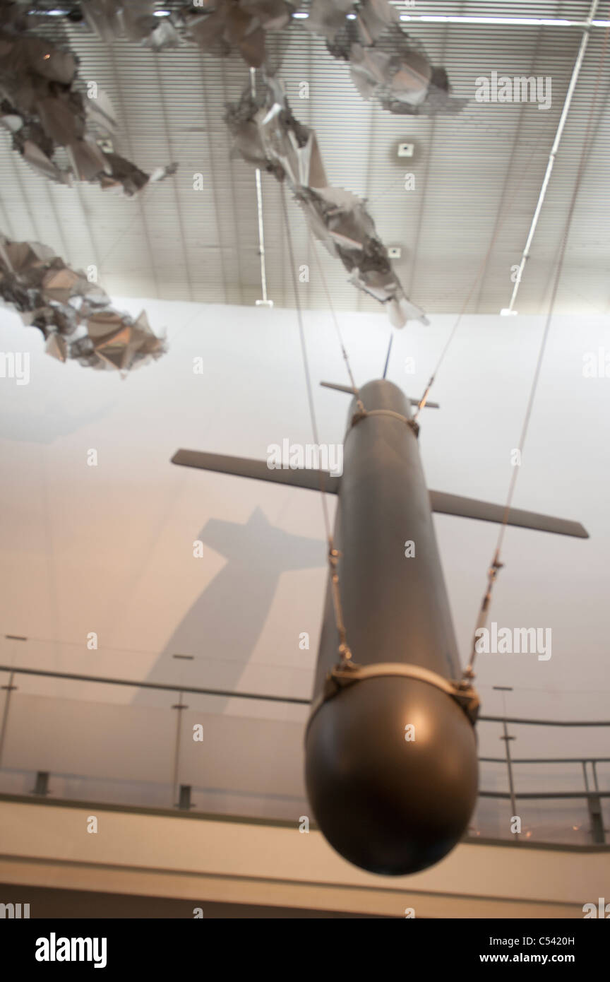 Sculpture of a missile at Nagasaki Atomic Bomb Museum, Nagasaki, Japan ...