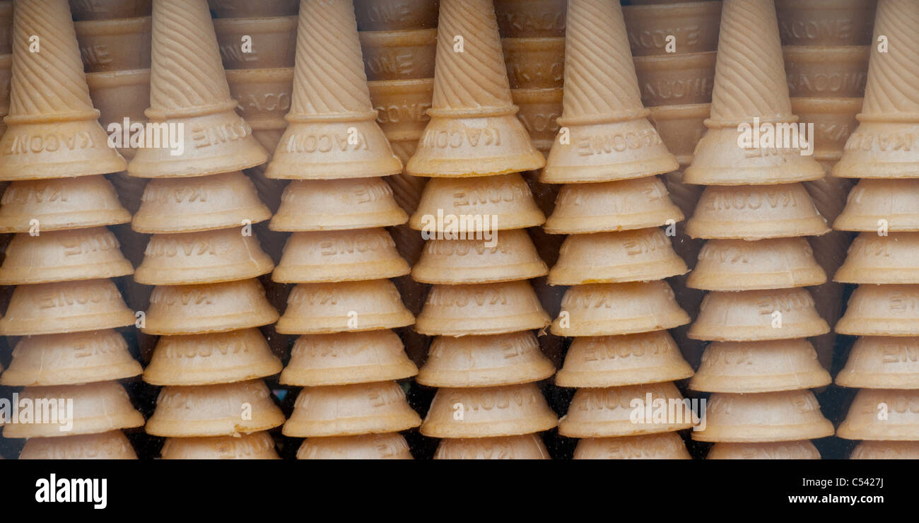 Close-up of ice cream cones at a stall in Nagasaki Peace Park, Nagasaki ...