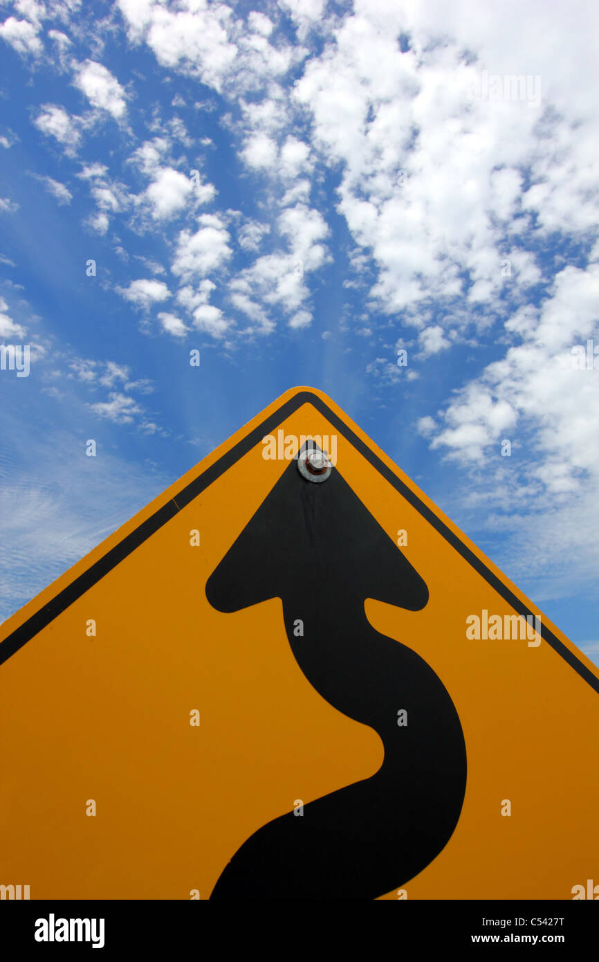Road warning sign wobbly arrow hi-res stock photography and images - Alamy