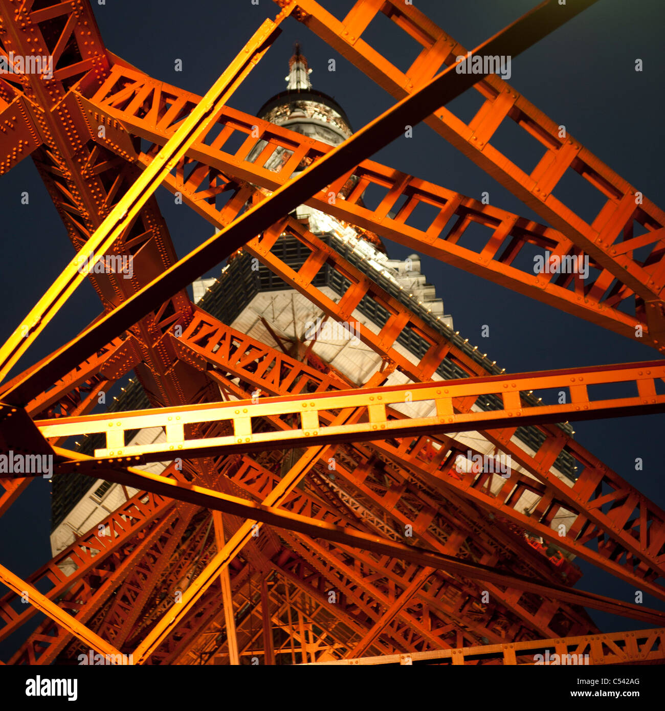 Low angle view of Tokyo tower, Minato Ward, Tokyo, Japan Stock Photo ...