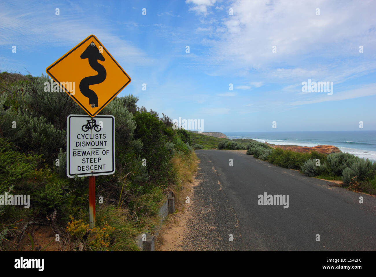 Road warning sign wobbly arrow hi-res stock photography and images - Alamy
