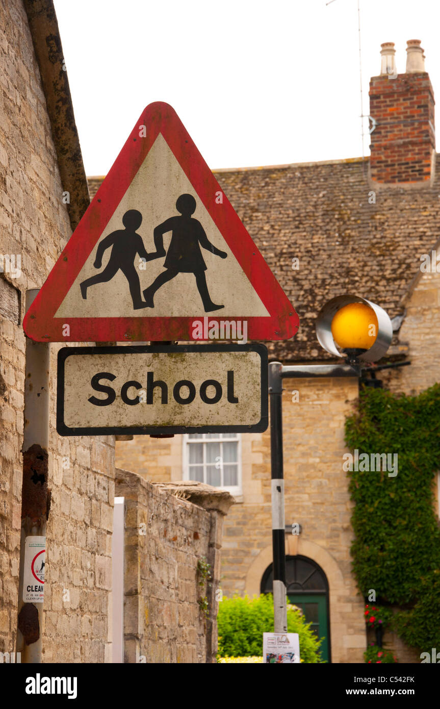 Red triangle school sign Stock Photo - Alamy