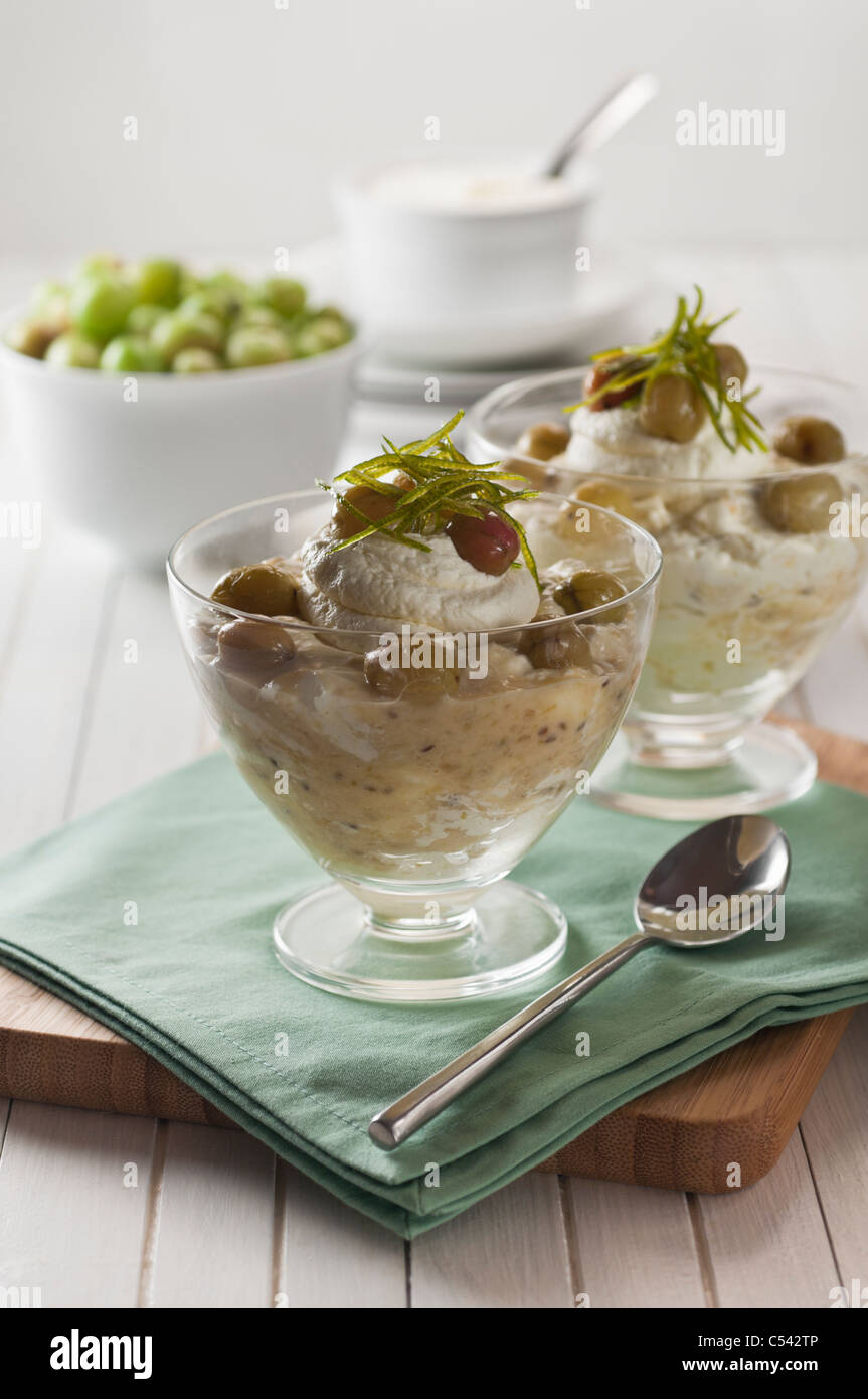 Gooseberry fool. Traditional British dessert Stock Photo - Alamy