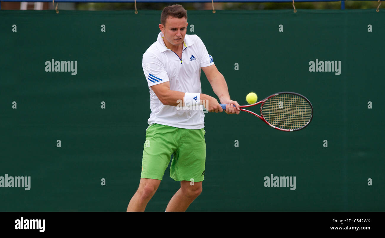 Sean Thornley playing at AEGON GB Pro-Series at The Northern Tennis ...