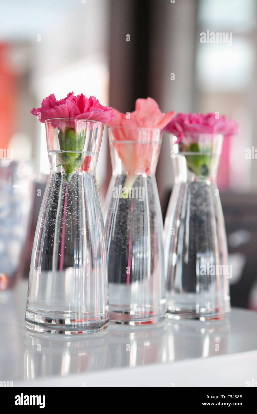Vase placed in a row at a restaurant Stock Photo - Alamy