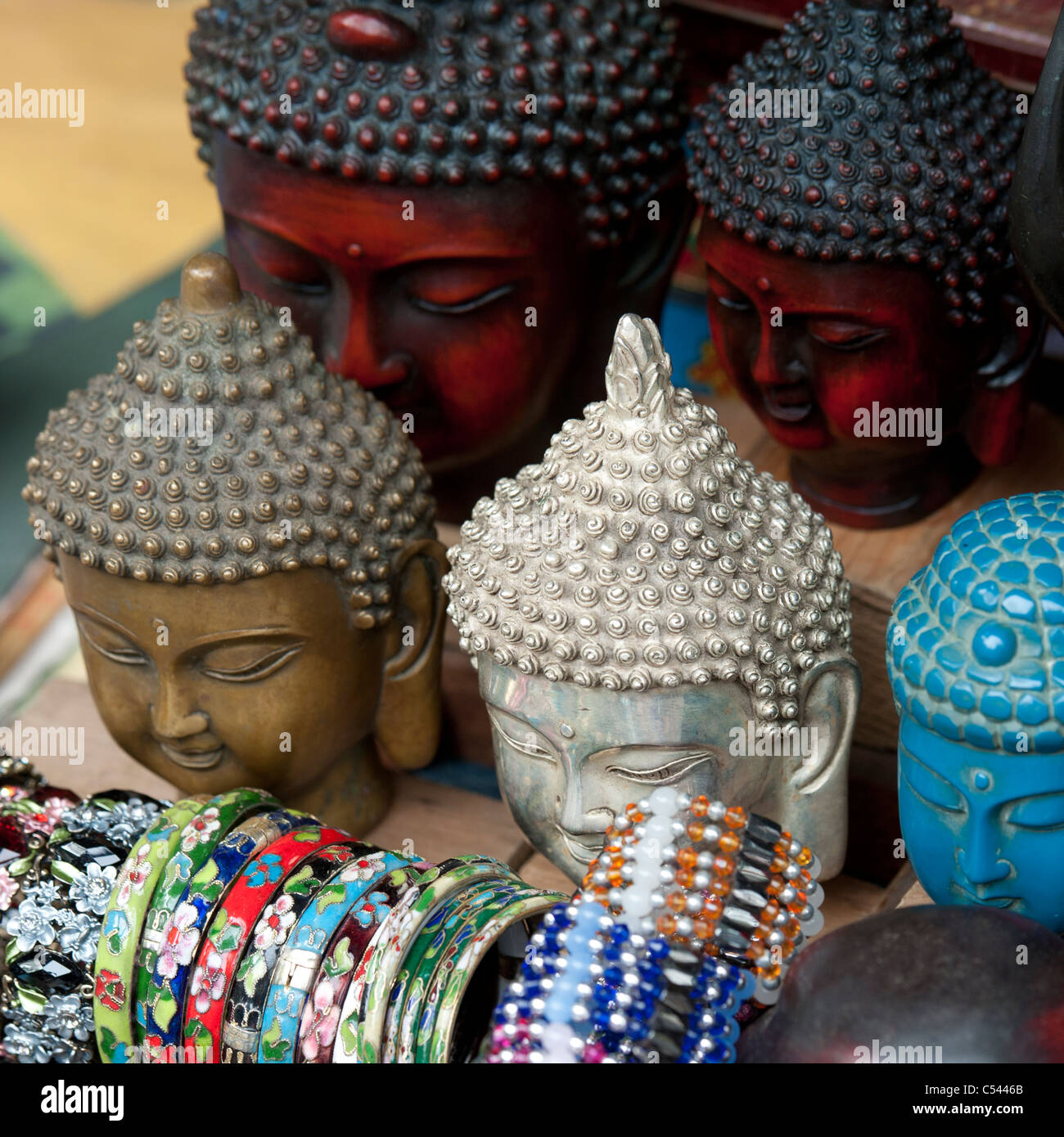 Artifacts for display at a market stall, Shanghai, China Stock Photo ...