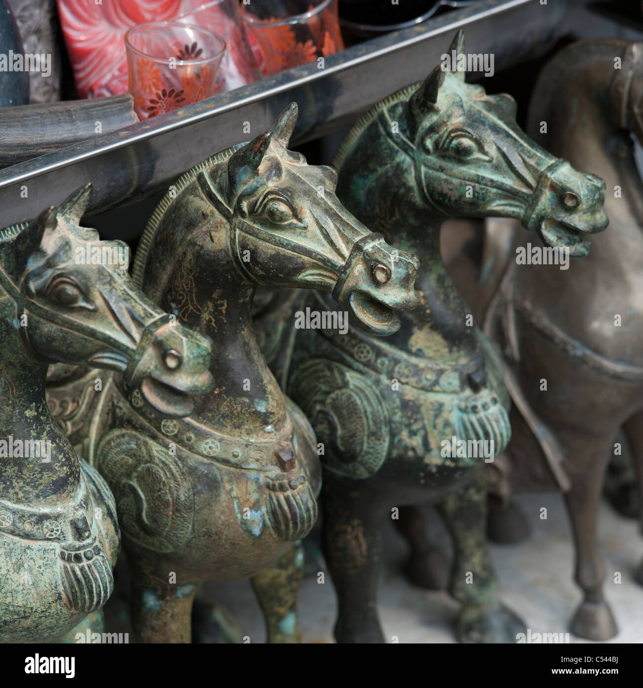 Artifacts for display at a market stall, Shanghai, China Stock Photo ...