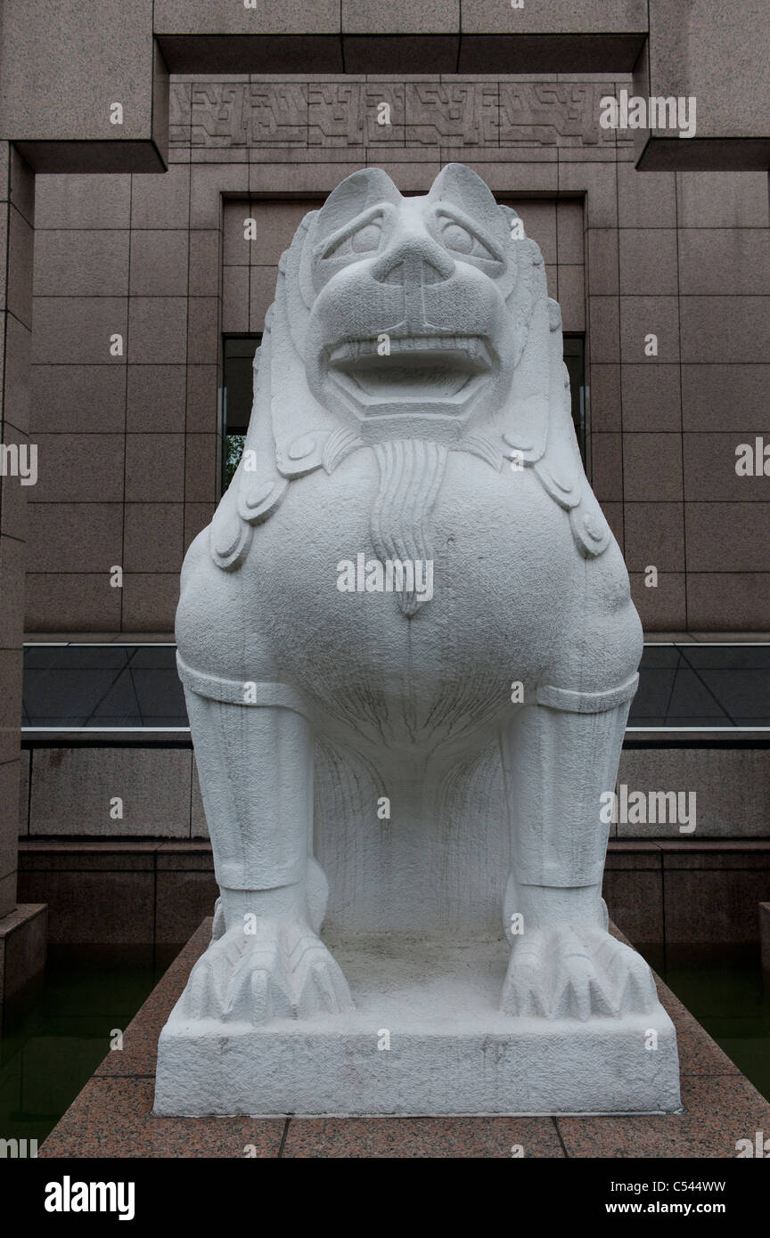 Statue of lion in a museum, Shanghai Museum, Shanghai, China Stock ...