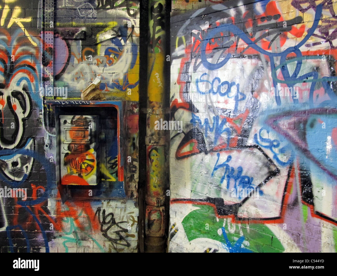 graffiti covered wall Stock Photo - Alamy