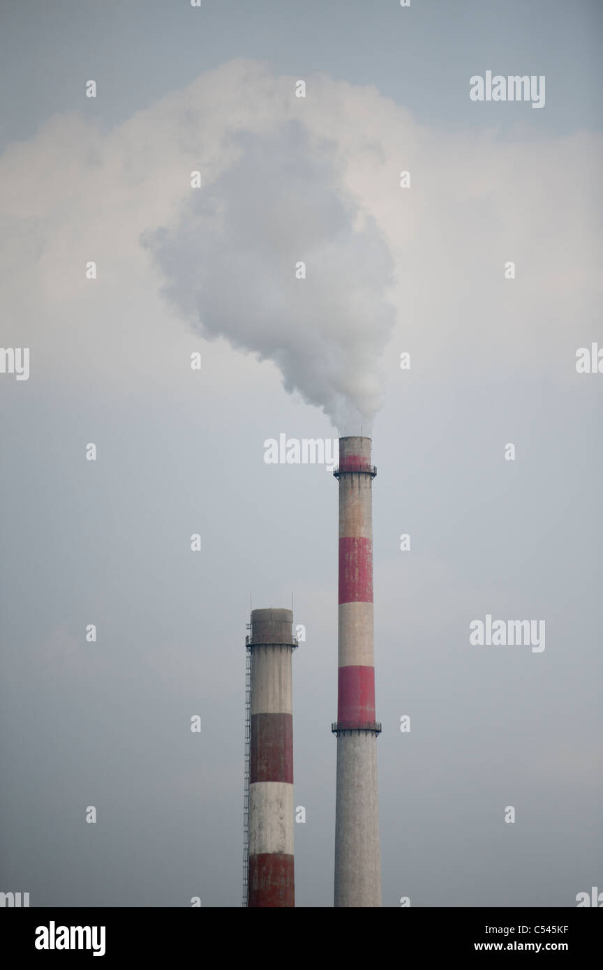 Smoke emerging from smoke stacks, Shanghai, China Stock Photo - Alamy