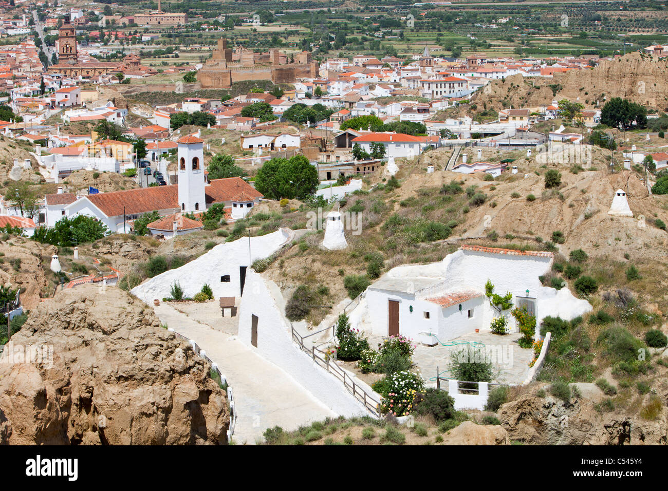 Old Cave houses in Guadix, Andalucia, Spain. Up to 10,000 people still ...