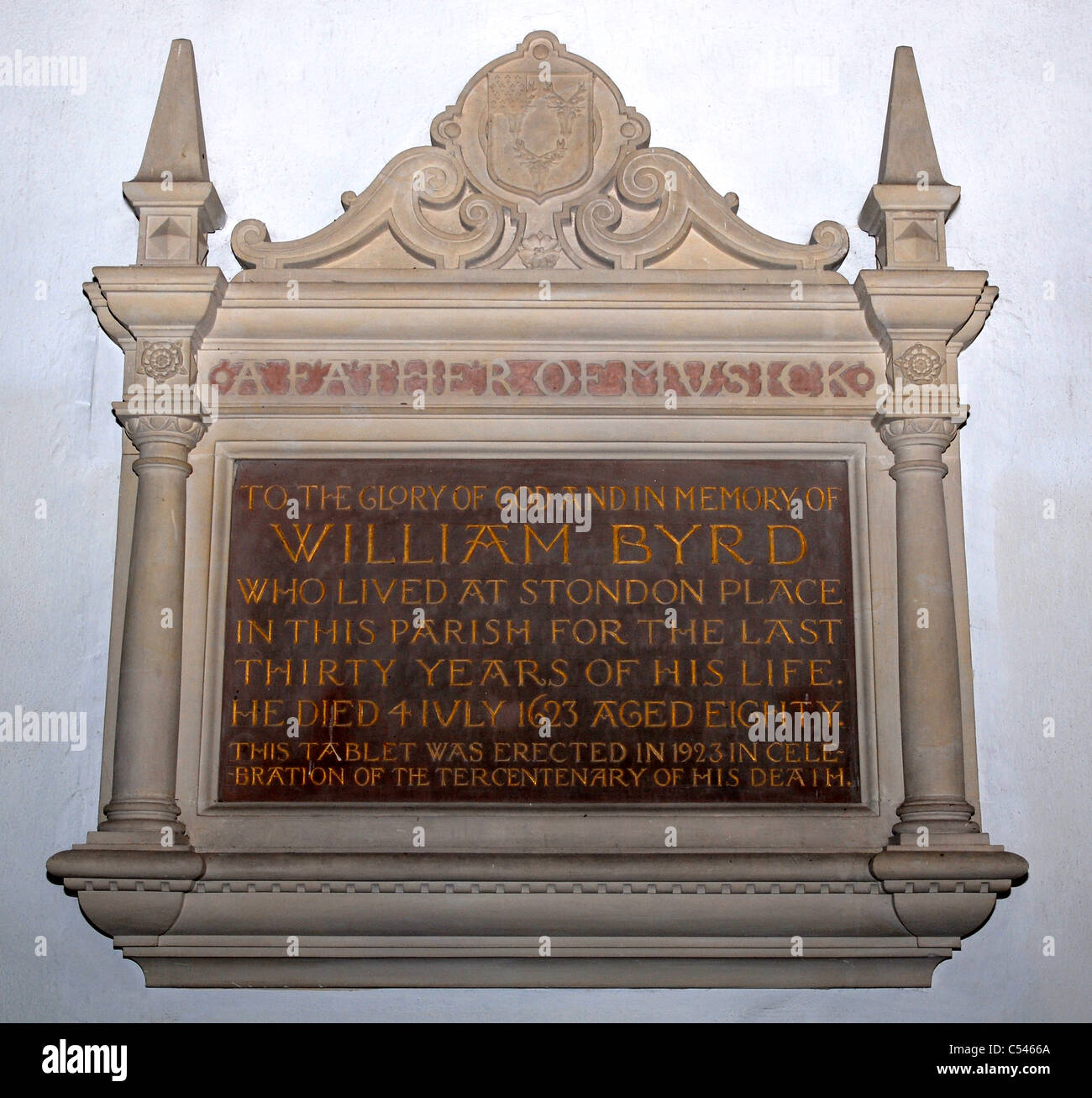 Plaque commemorating life of William Byrd, Stondon Massey Church ...