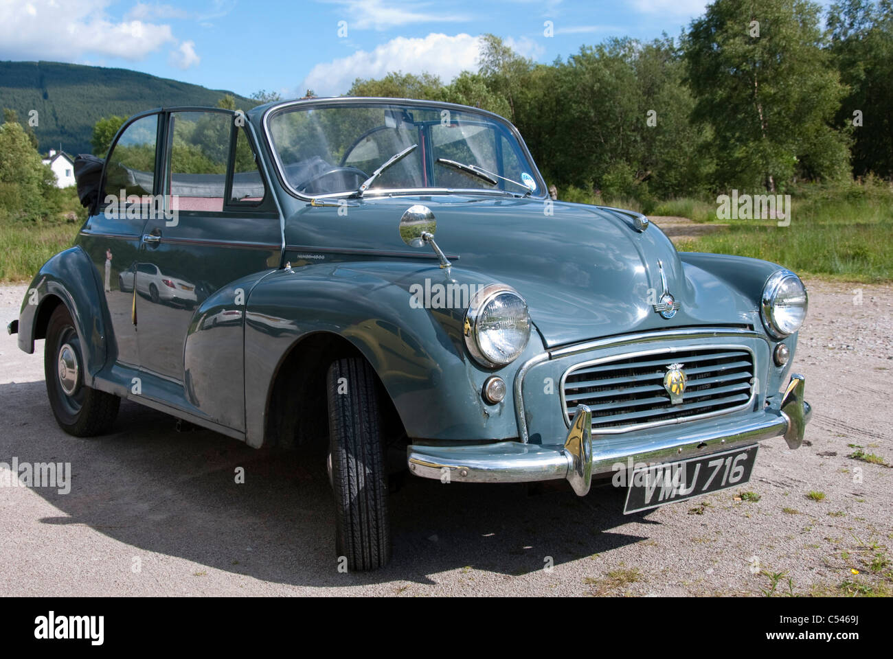 Pre 1963 Grey Morris Minor 1000 Convertible Motor Car Stock Photo - Alamy