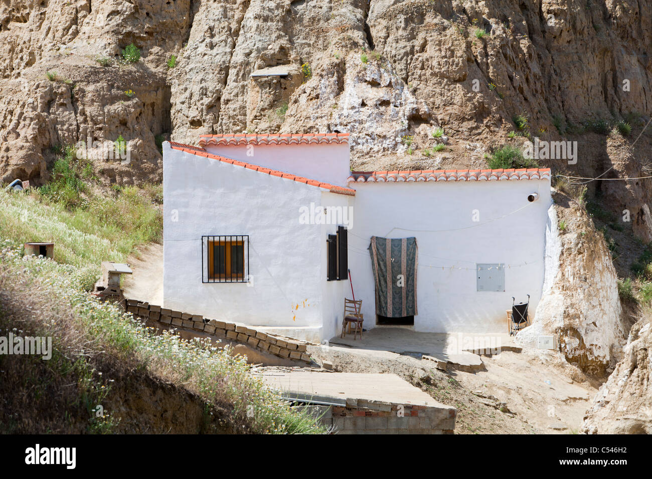 Old Cave houses in Guadix, Andalucia, Spain. Up to 10,000 people still ...
