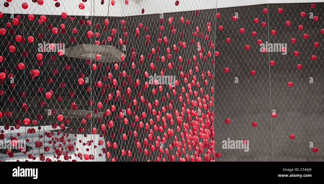 Patterns on a chainlink fence at Shanghai World Expo, Shanghai, China ...