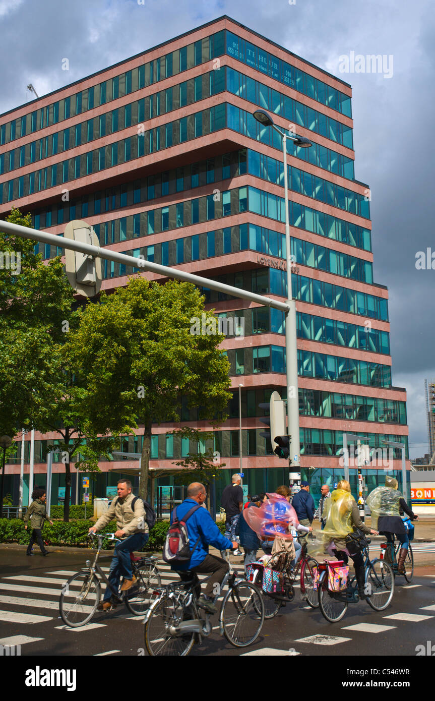 Bicyclists crossing Blaak street Rotterdam the province of South ...
